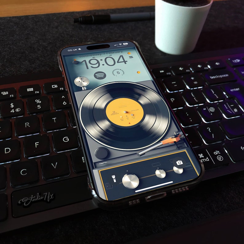 Retro Vinyl Turntable Music Player iPhone Wallpaper | Mobile Phone ...