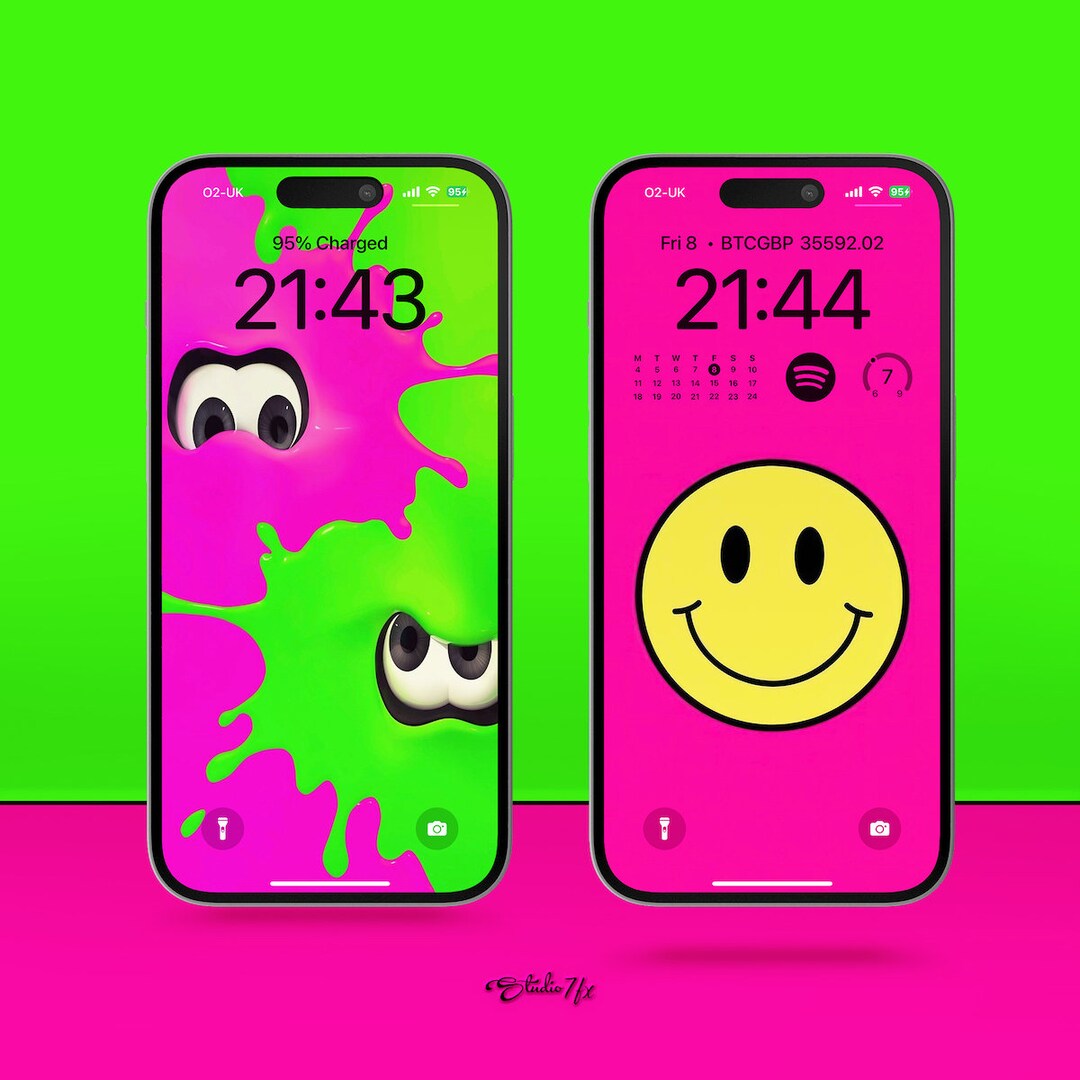 2x Cute Monster & Smiley Emoji iPhone Wallpaper Mobile Phone Wallpaper ...