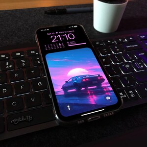Minimalist Synthwave Cruise iPhone Wallpaper | Mobile Phone Wallpaper ...