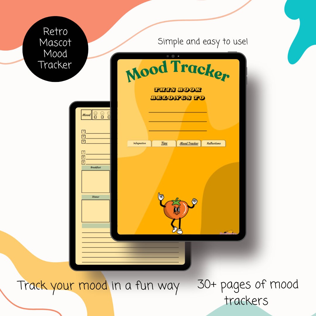 Mood Tracker Retro Mascot Mood Tracker Monthly Mood Tracker Fun Mood ...