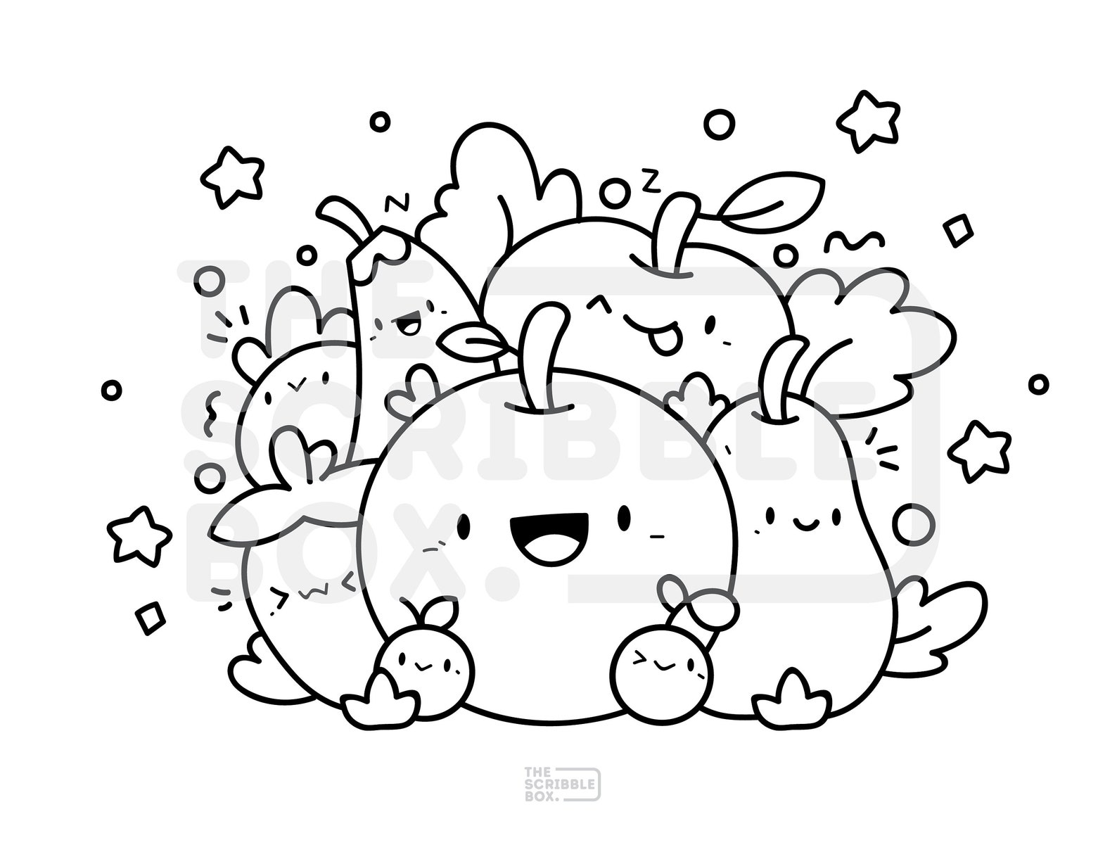 Printable Fruit Doodle Coloring Page for Kids and Adults - Etsy