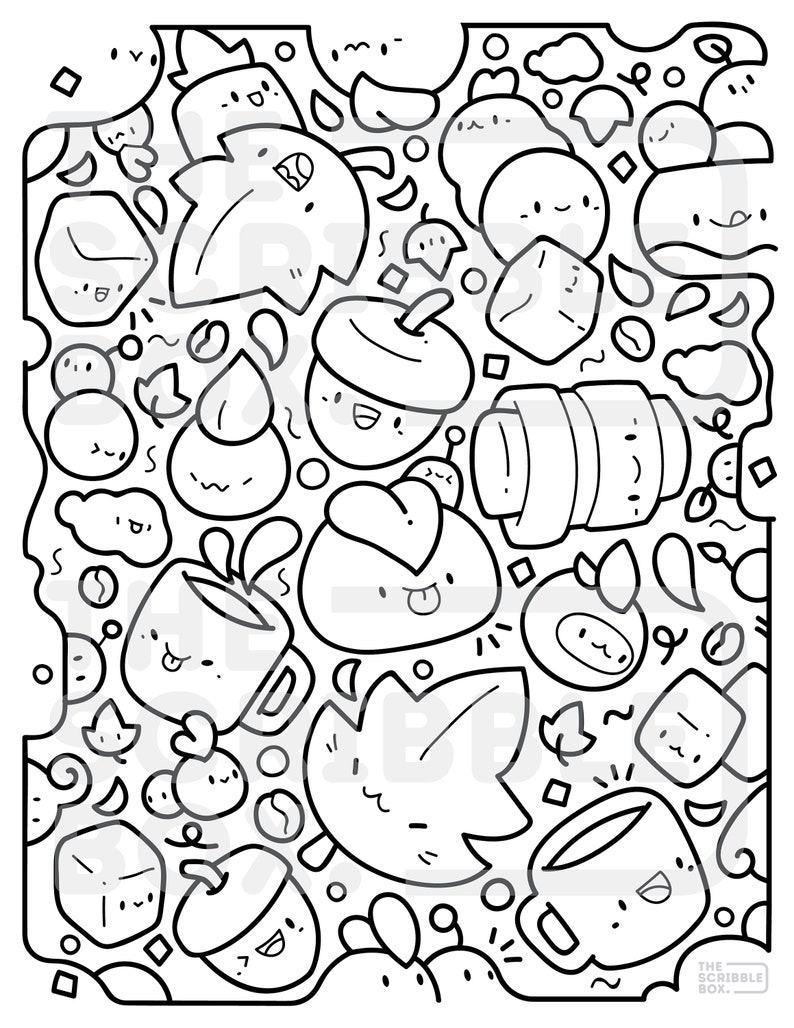 Printable Kawaii Doodle Coloring Page for Kids and Adults - Etsy Hong Kong