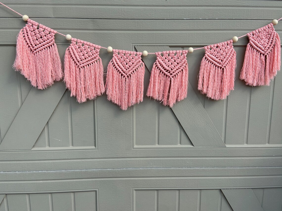 Macrame Boho Bunting Wooden Bead Banner boho Birthday Baby - Etsy