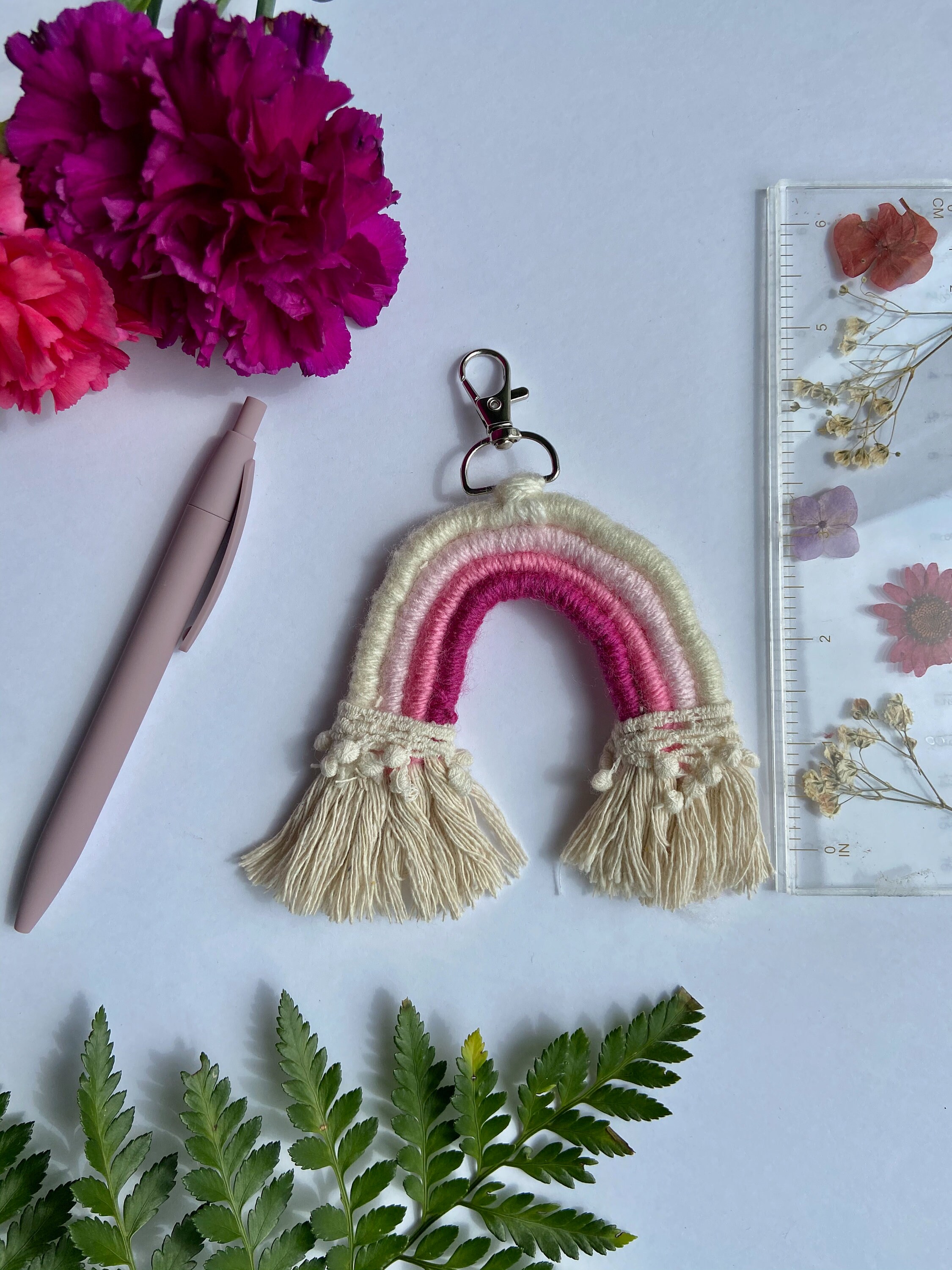 Rainbow Keyring Macrame Rainbow Keychain Macrame Rainbow | Etsy