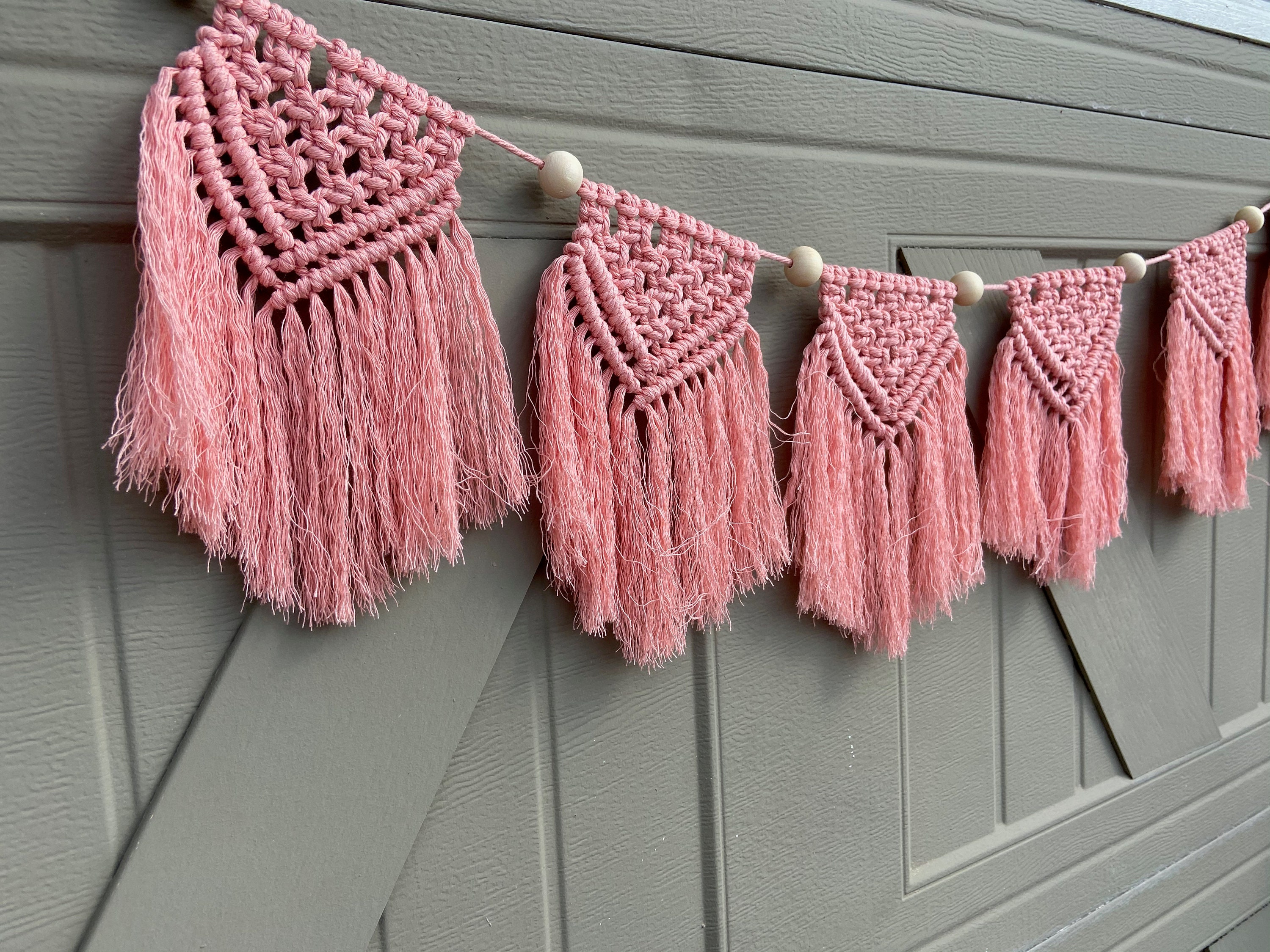 Macrame Boho Bunting Wooden Bead Banner boho Birthday Baby - Etsy Canada