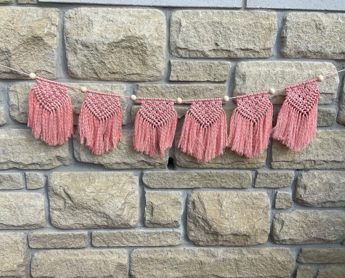 Macrame Boho Bunting Wooden Bead Banner boho Birthday Baby - Etsy