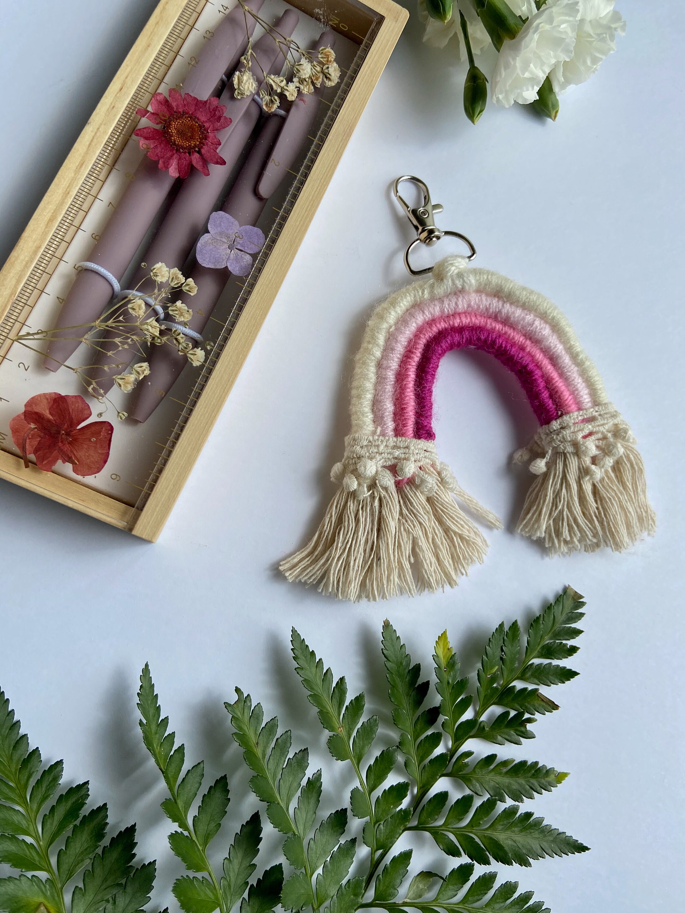 Rainbow Keyring Macrame Rainbow Keychain Macrame Rainbow | Etsy