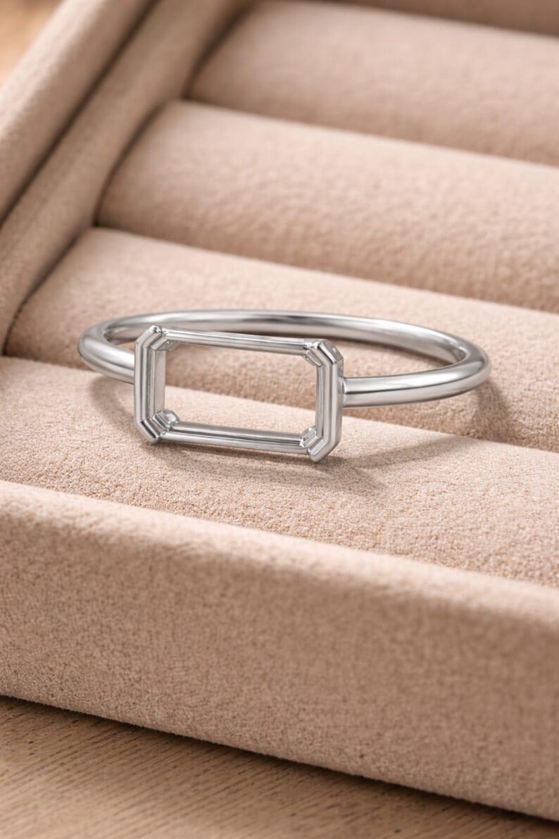 Emerald Cut Sterling Silver Ring Setting | DIY Gemstone Jewelry - Etsy