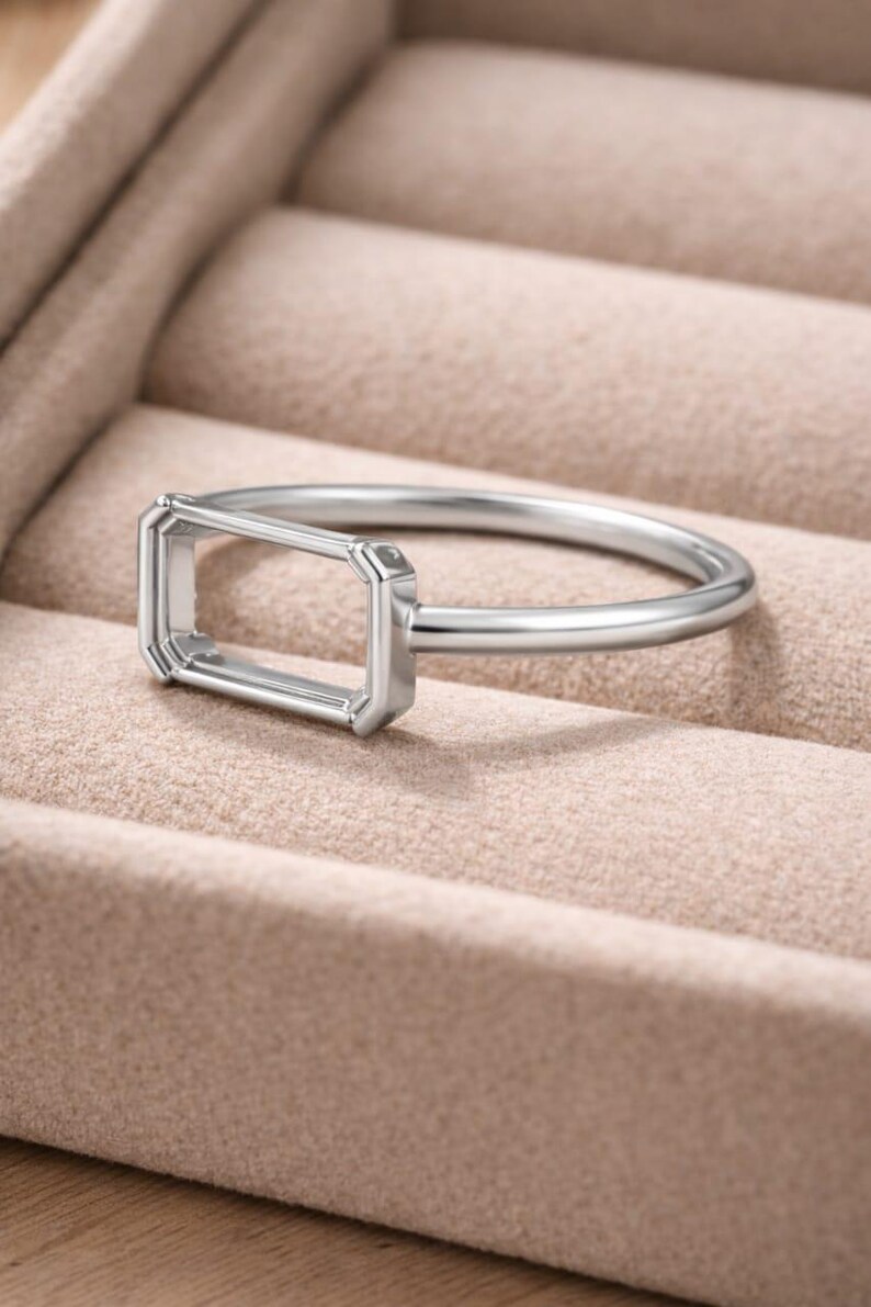 Emerald Cut Sterling Silver Ring Setting | DIY Gemstone Jewelry - Etsy