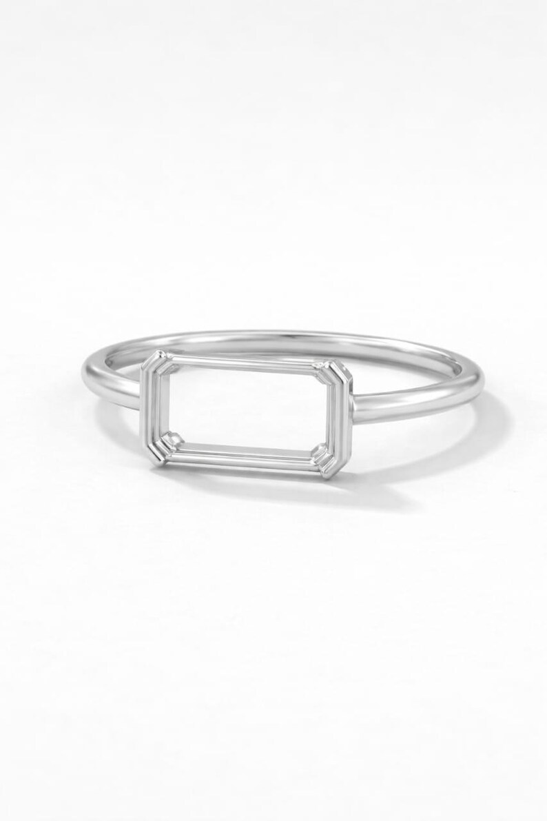 Emerald Cut Sterling Silver Ring Setting | DIY Gemstone Jewelry - Etsy