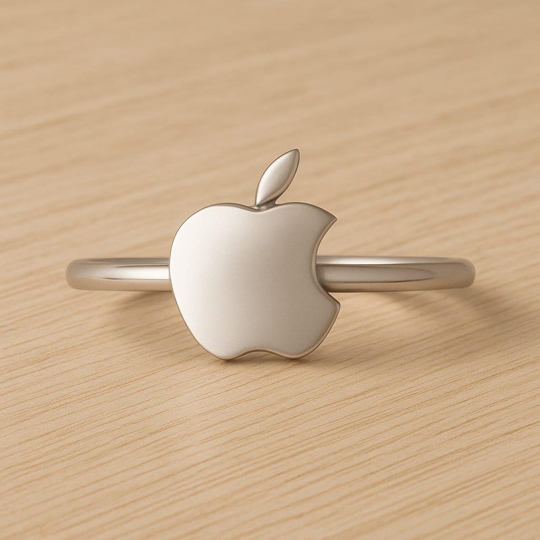 Apple Ring Sterling Silver, Logo Ring • Tech Lover Minimalist Jewelry ...