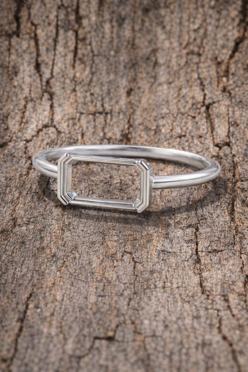 Emerald Cut Sterling Silver Ring Setting | DIY Gemstone Jewelry - Etsy