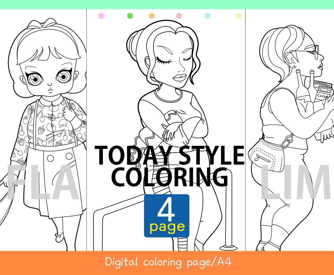 Today Style Coloring Page/a4/coloring - Etsy