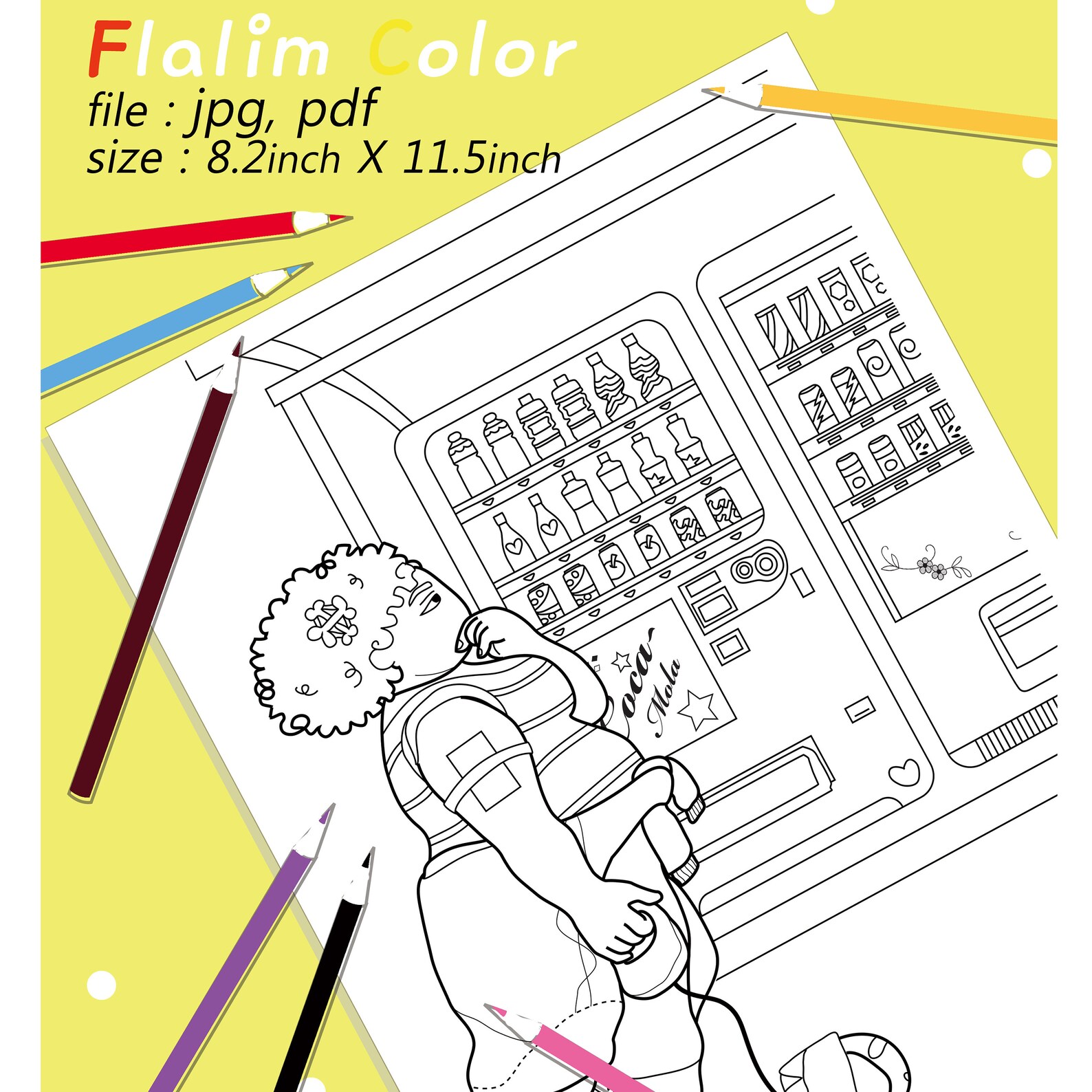 Dog&Me/After jogging Vending Machine /Coloring page - Etsy France