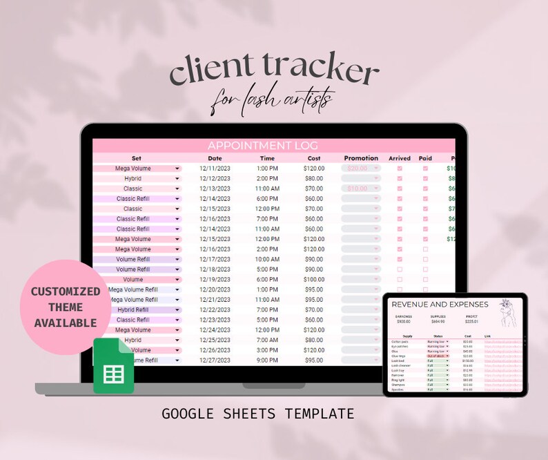Client Tracker Lash Appointment Tracker - Etsy