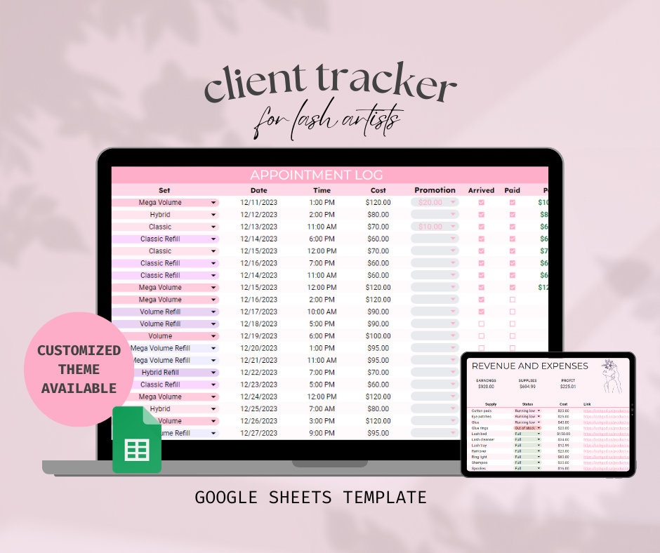 Client Tracker Lash Appointment Tracker - Etsy