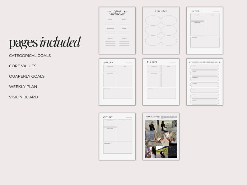 Vision Board Canva Template Printable & Digital Editable Planner 2025 ...