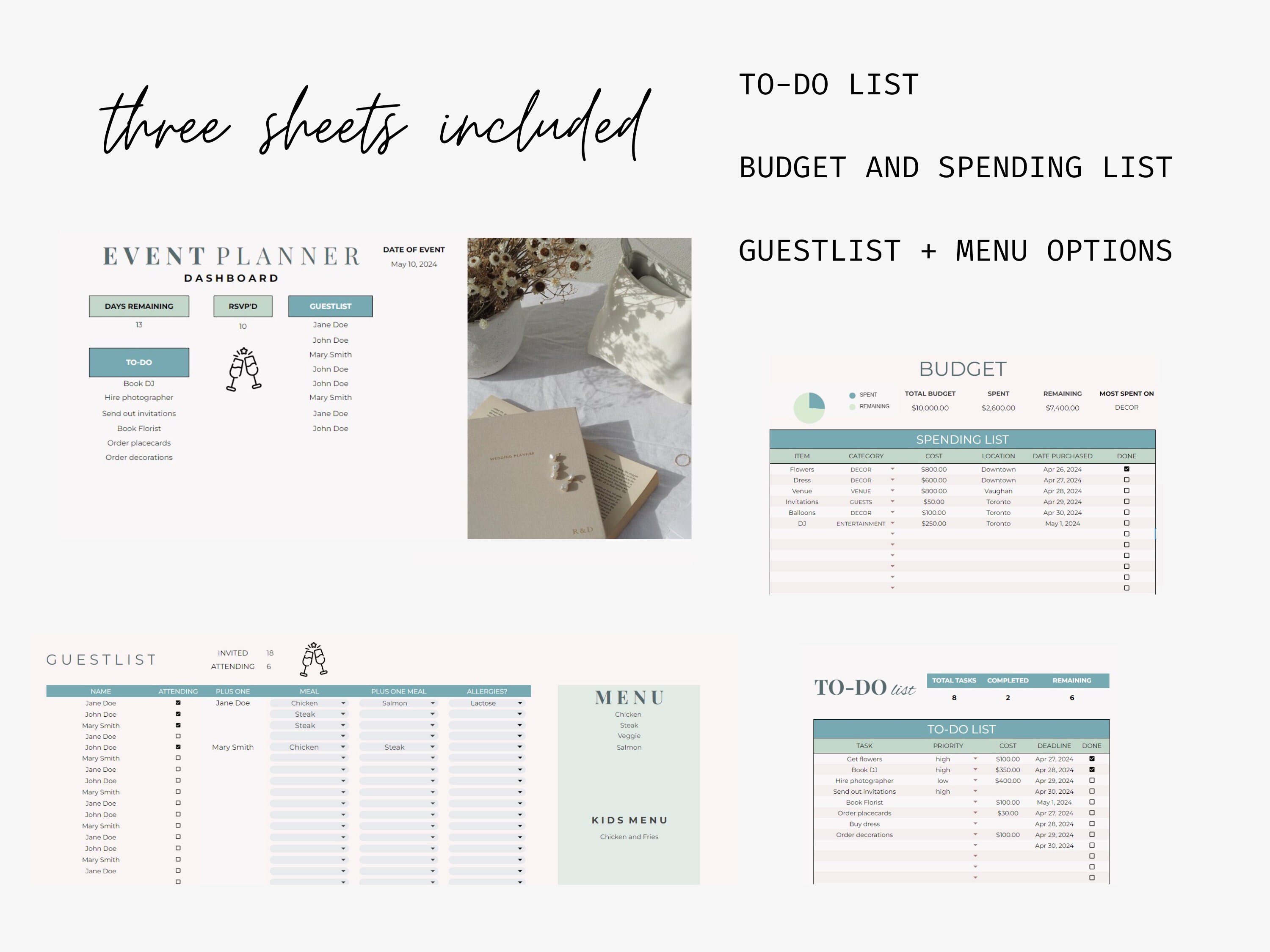 Event Planner Spreadsheet Digital Planner Etsy 8452