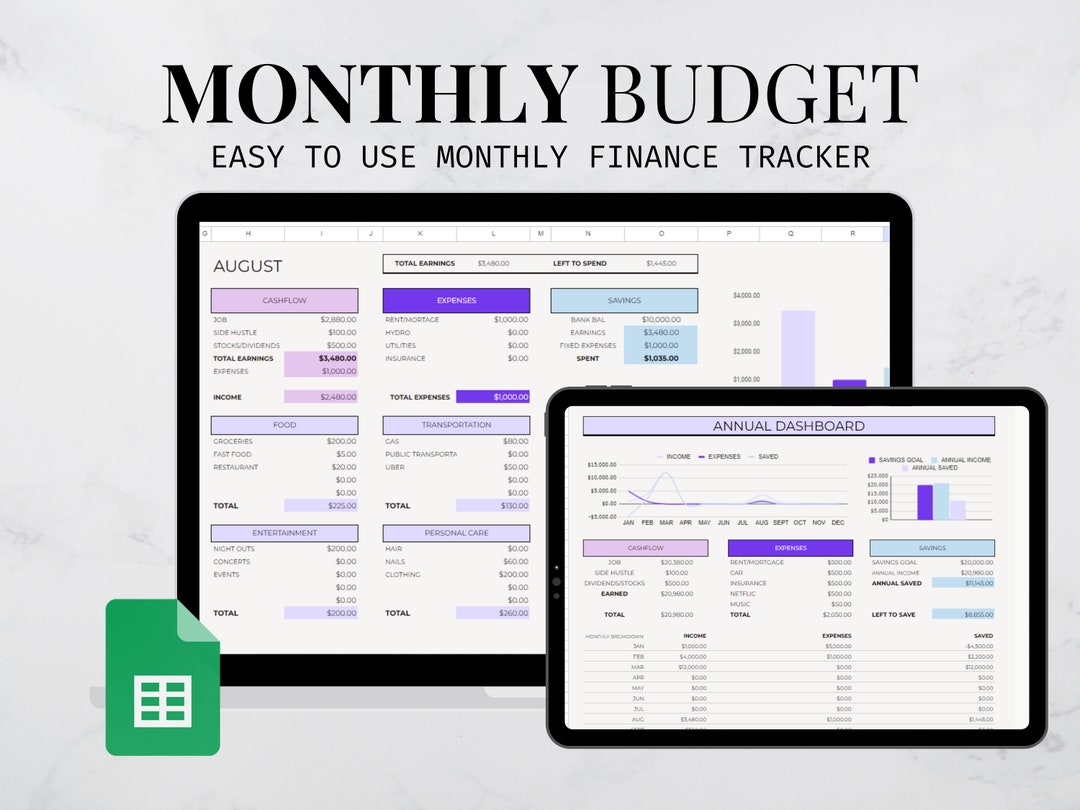 Monthly Budget Tracker Planner Expense Tracker - Etsy