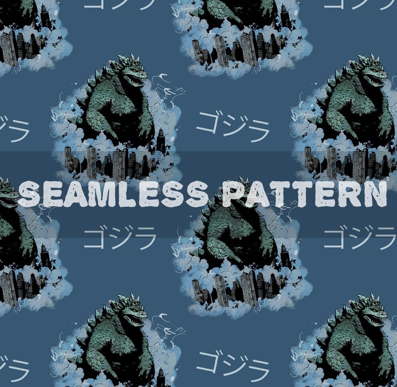 Seamless Pattern Godzilla / Seamless Pattern / Fabric Design / Surface ...