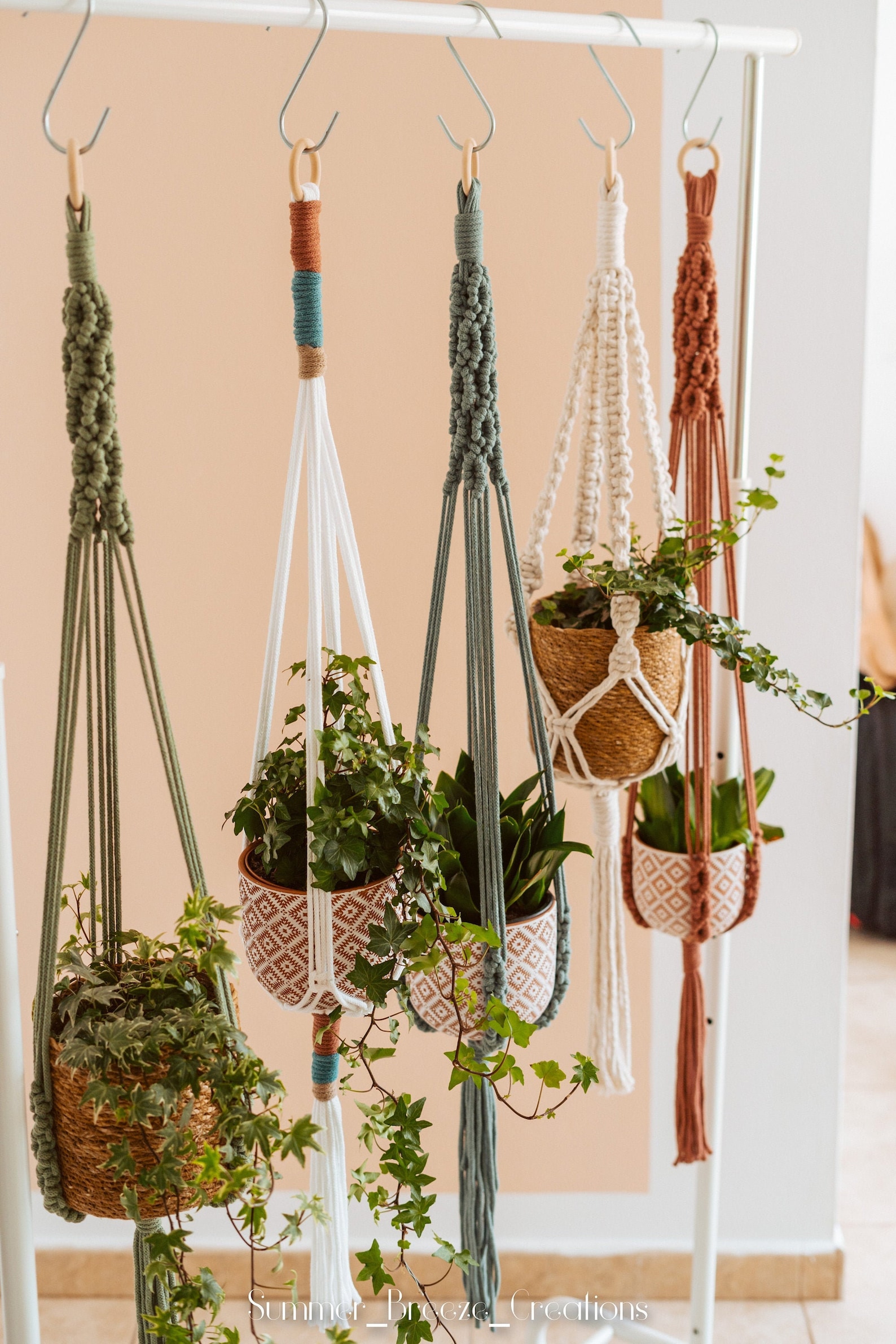 Colored MACRAME PLANT HANGERS botanical indoor and outdoor | Etsy