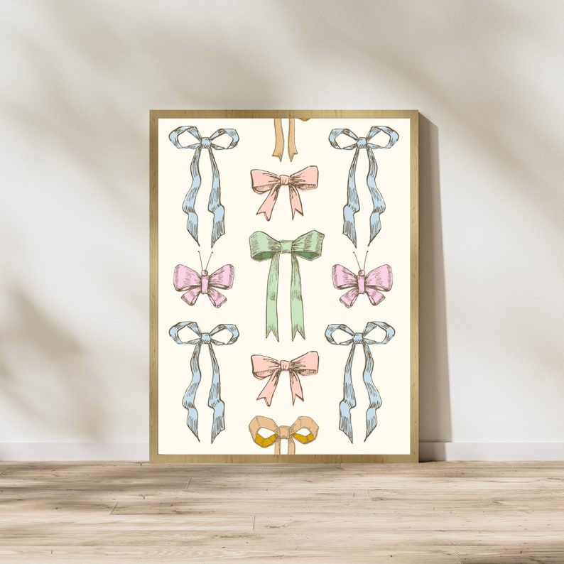 Coquette Bows Wall Art, Pastel Bows Poster - Etsy