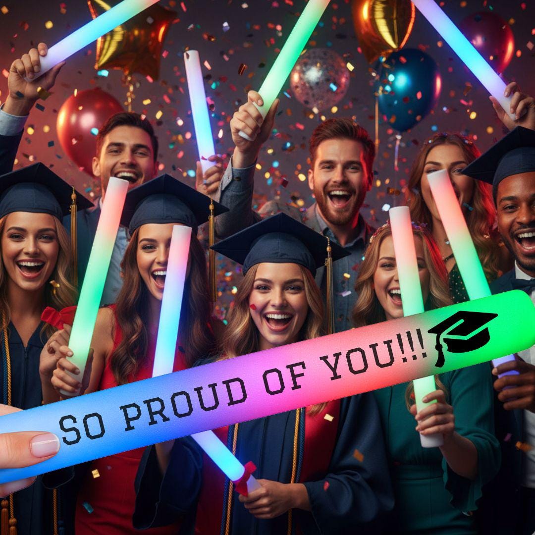 Graduation Party Glow Sticks - LED Foam Batons 16 Inch, Multi-color ...