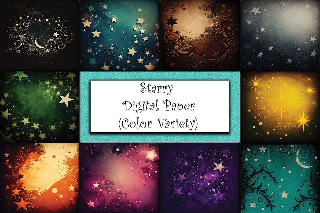 Starry Digital Paper - Celestial Night Sky Patterns for Astronomy ...