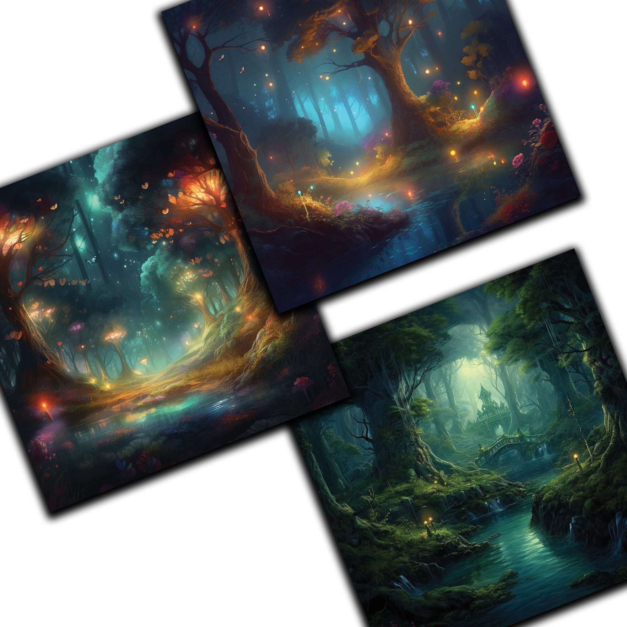 Fantasy Forest Digital Paper - Enchanted Woodland Backgrounds for Book ...