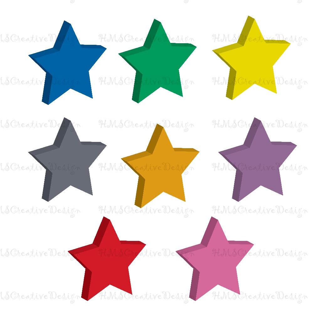 Star Clipart Isometric Stars Download - Etsy