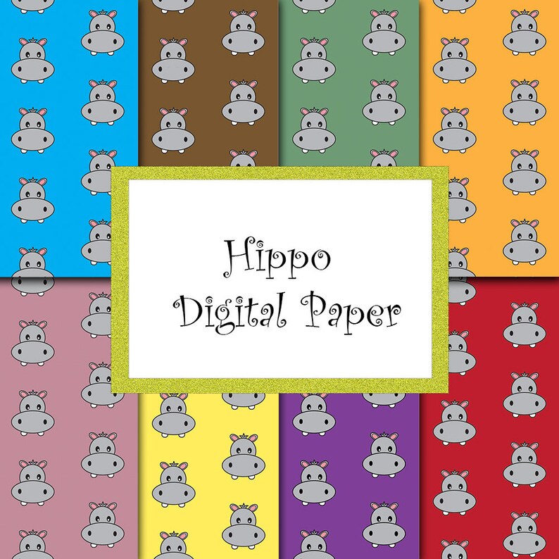 Hippo Digital Paper Hippo Background Hippo Paper Pattern Scapbooking - Etsy