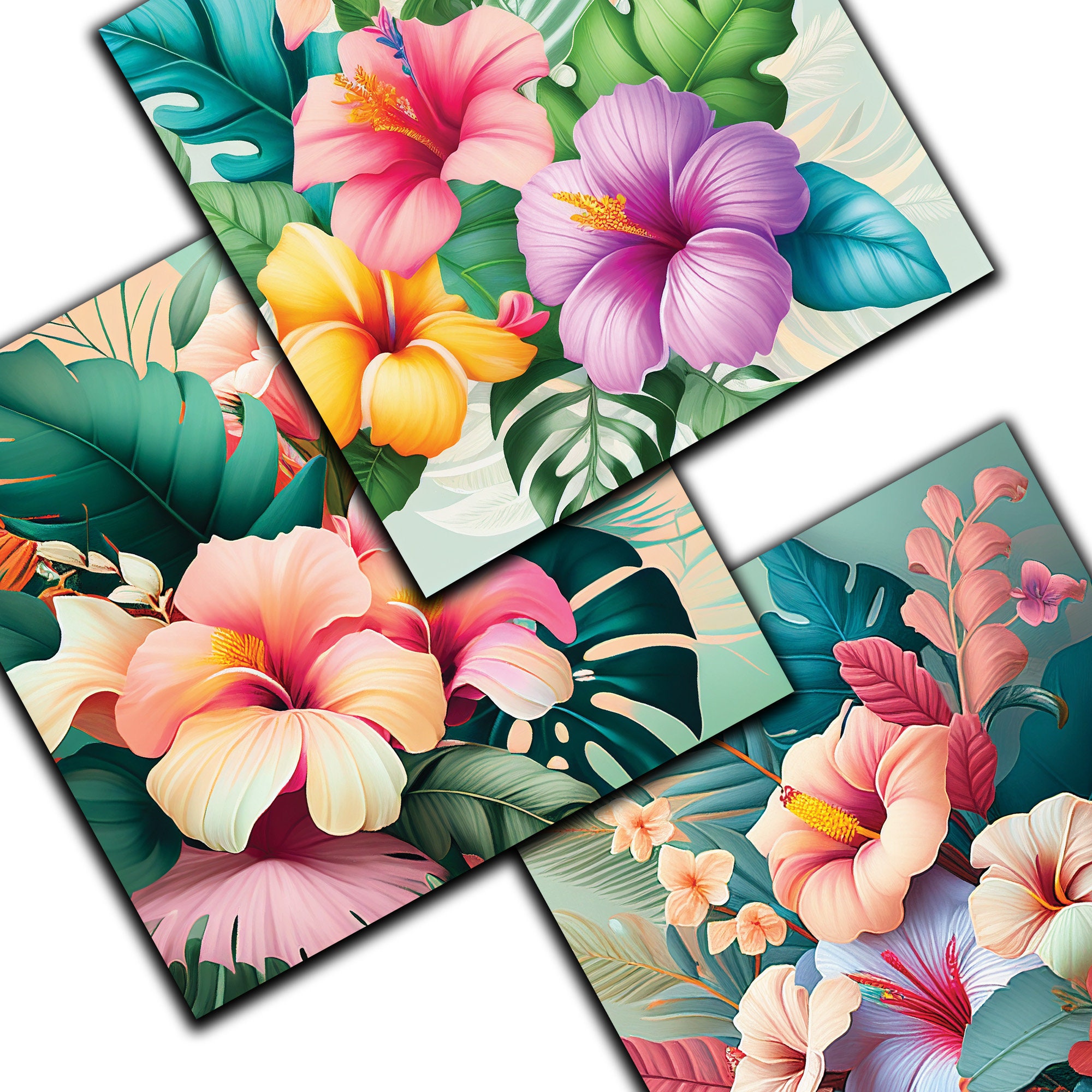 Floral Digital Paper Tropical Pastel Paper Scrapbook Paper - Etsy