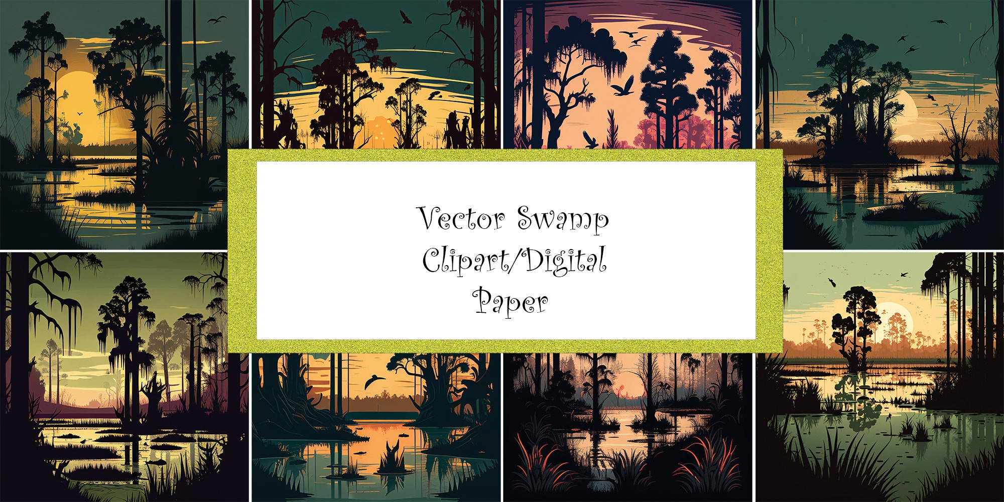 Swamp Digital Background Digital Paper Vector Art Vintage Art Vector ...