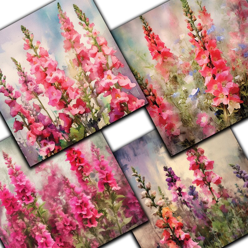 Grunge Snapdragon Digital Paper Pack Vintage Textures, Distressed ...