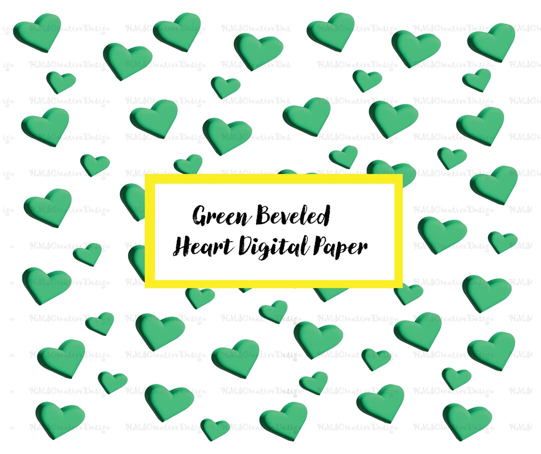 Heart Digital Paper Green Heart Paper Scrapbook Paper Printable Pattern ...