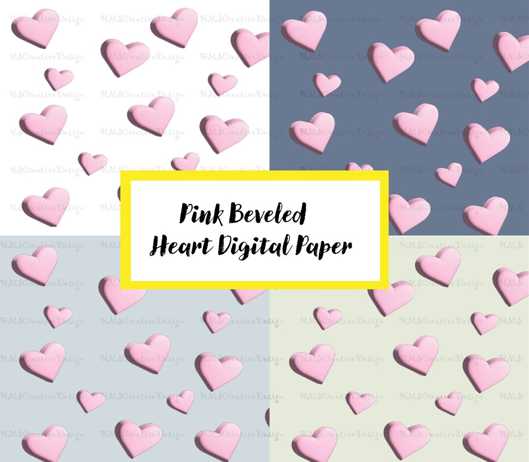 Heart Digital Paper Pink Heart Paper Scrapbook Paper Printable Pattern ...