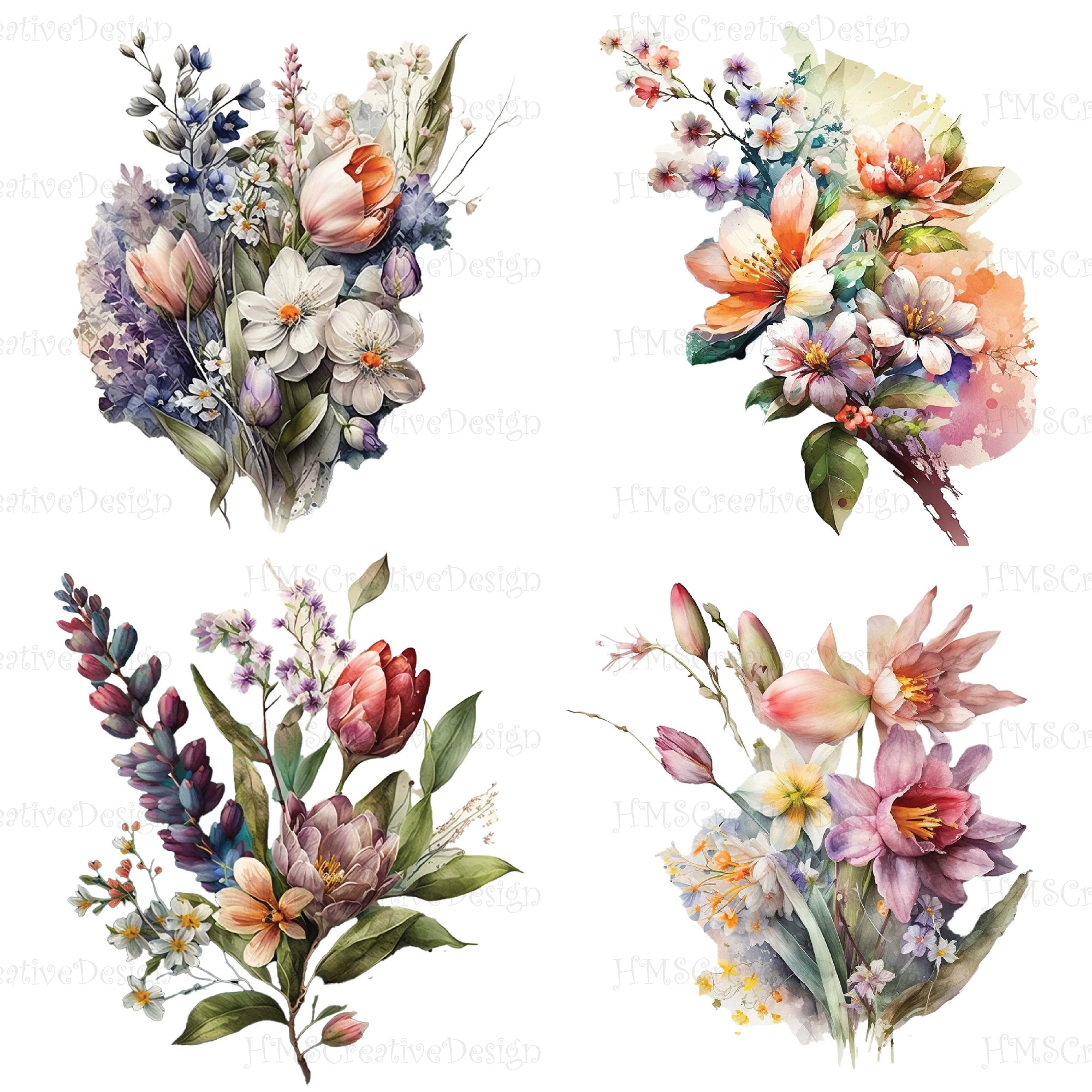 Floral Clipart Spring Flowers Clipart Flower Clipart Spring Floral - Etsy