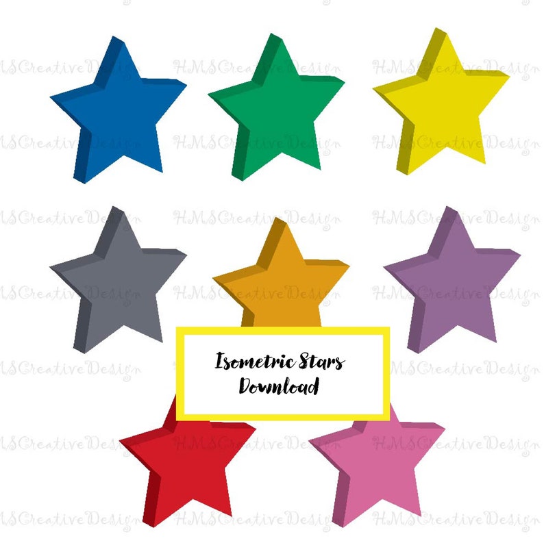 Star Clipart Isometric Stars Download - Etsy