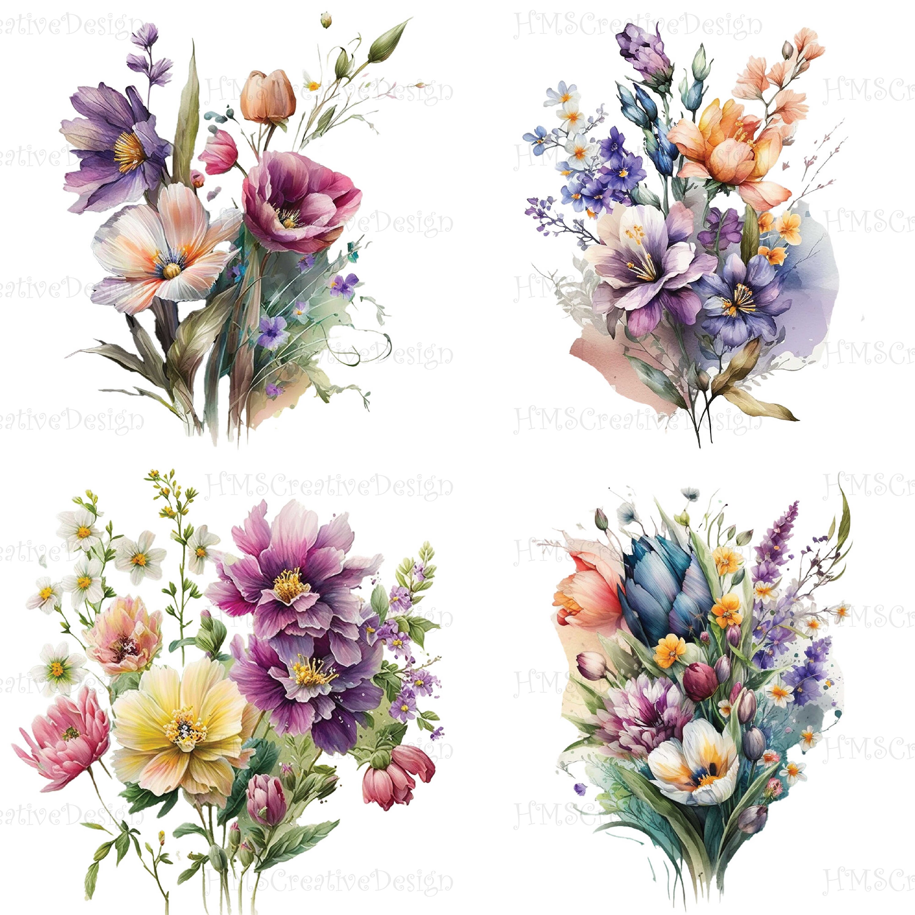Floral Clipart Spring Flowers Clipart Flower Clipart Spring Floral - Etsy
