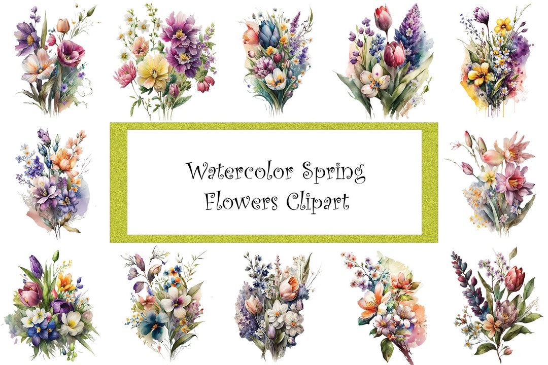 Floral Clipart Spring Flowers Clipart Flower Clipart Spring Floral - Etsy