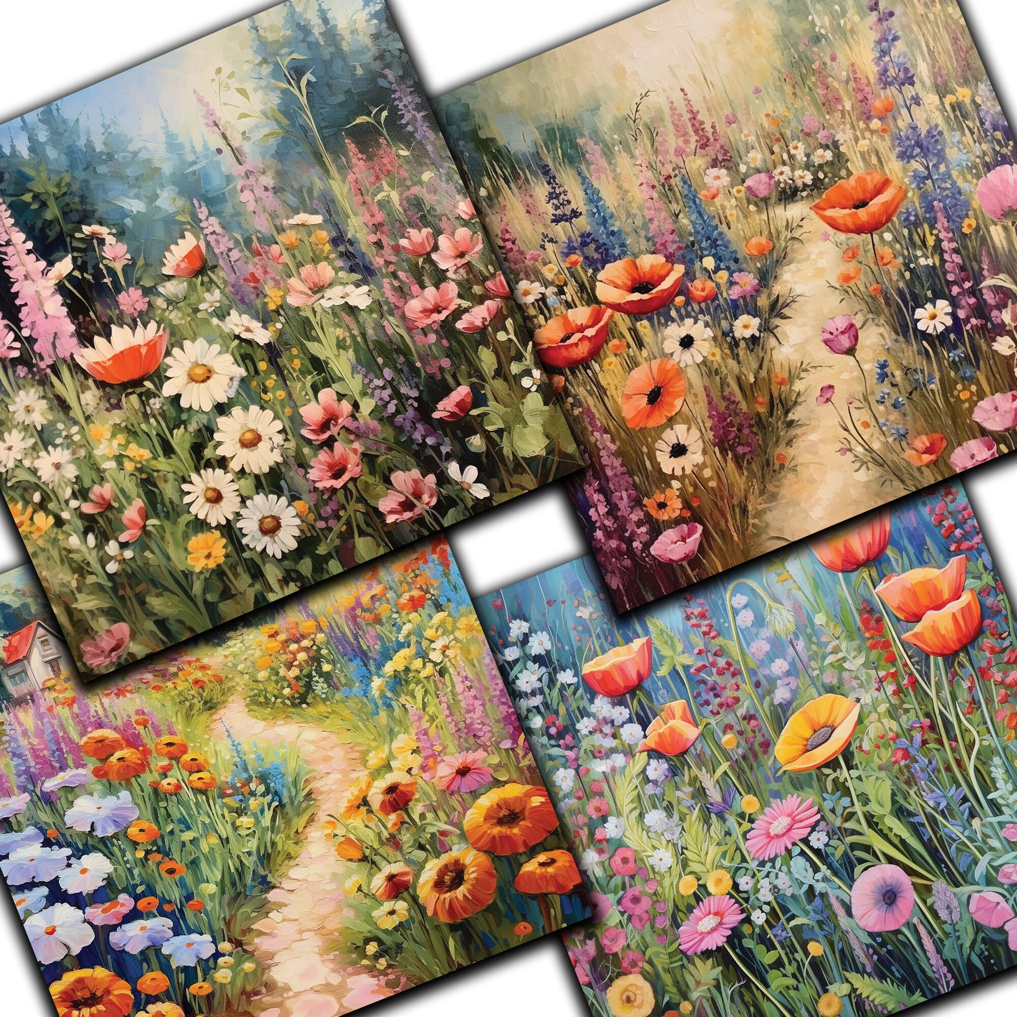 Summer Gardens Digital Paper Floral Paper Flower Paper Floral ...