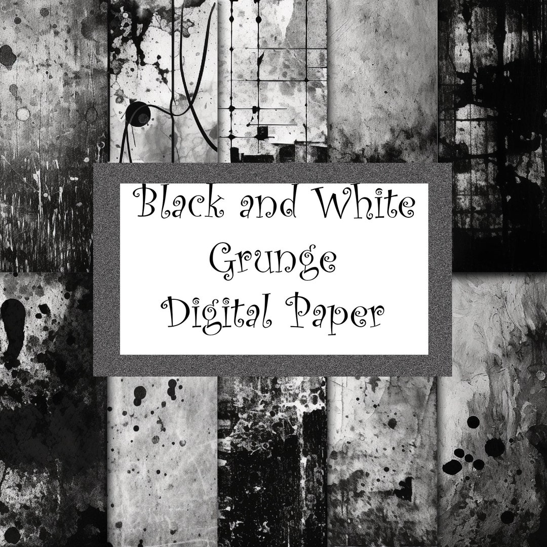 Black and White Grunge Digital Paper Pack - Vintage Textures ...