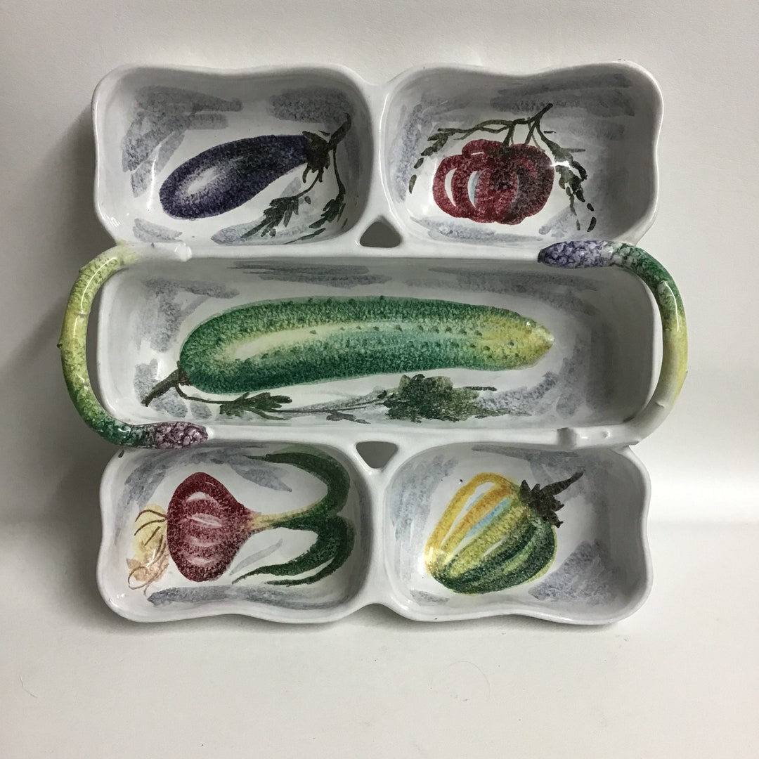 Italian Hand Painted Ceramic Divided (5) Serving Tray - Etsy