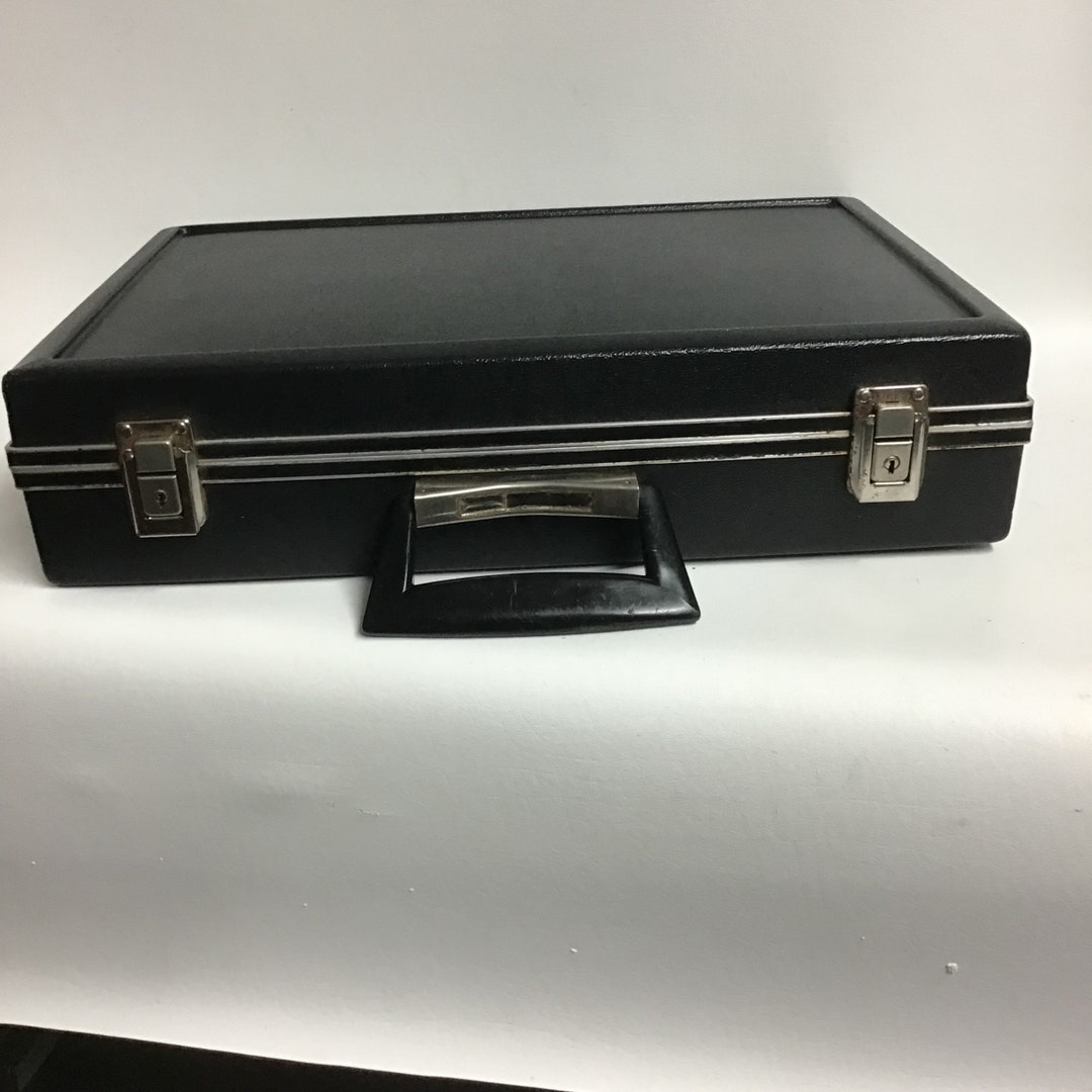 Vintage Hardshell Briefcase Black With Chrome Trim - Etsy