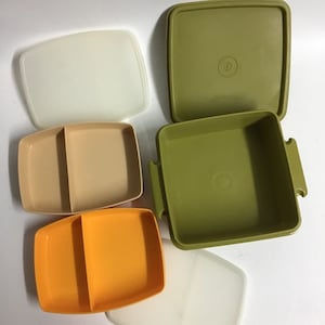 Vintage Tupperware Square Sandwich and Divided Snack Containers - Etsy