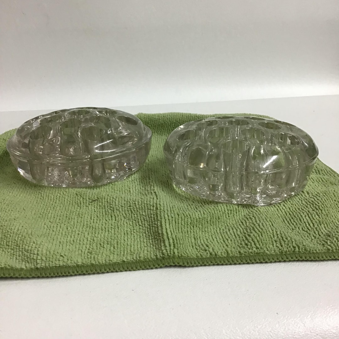 Vintage Glass Flower Frog Clear Glass - Etsy