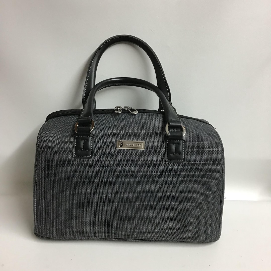 London Fog Travel Tote With Double Zipper Charcoal - Etsy