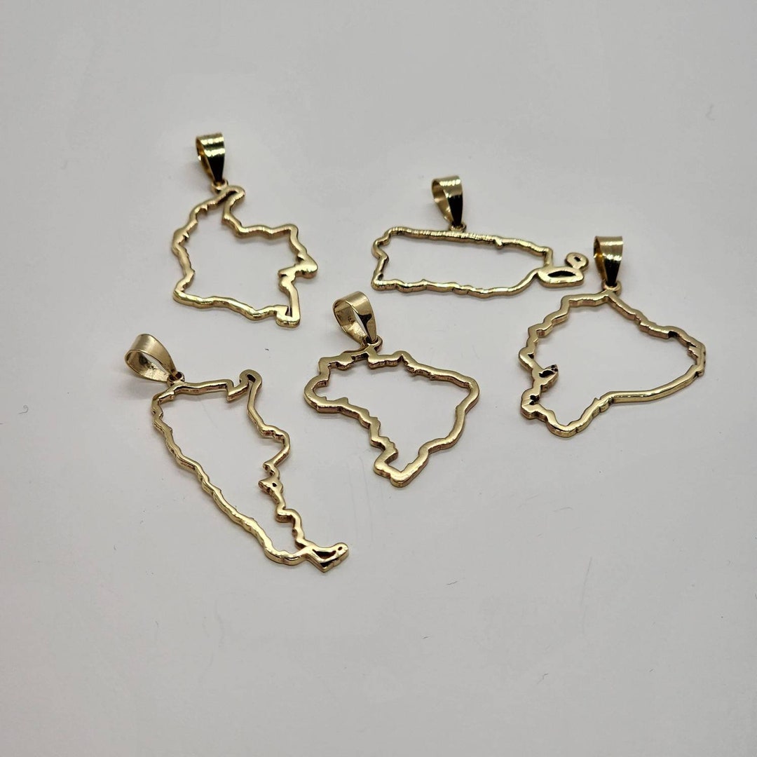 Any Country Gold Pendant 14K SOLID GOLD Latin America Gold Pendant - Etsy