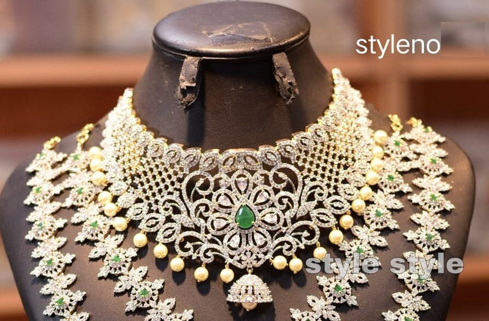 Beautiful Diamond Finished American Diamond Necklace Set With - Etsy