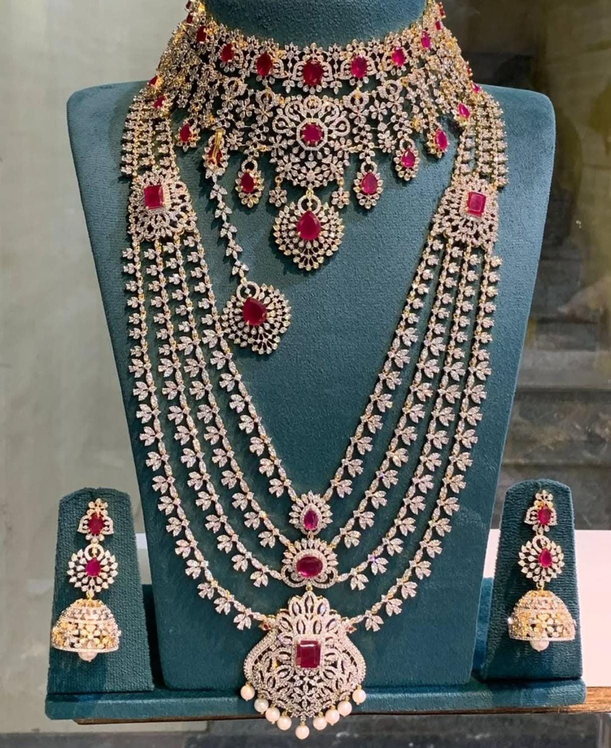 American diamond bridal jewellery set store